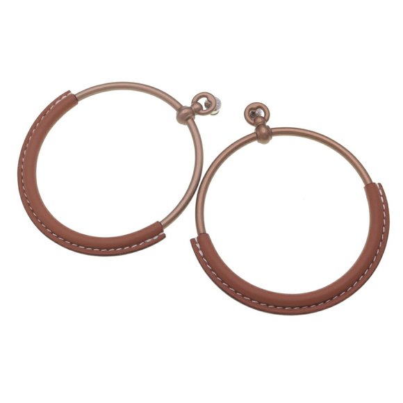 Hermes | Jewelry | Hermes Earrings Loop Gm Gold Swift Leather Alum ...